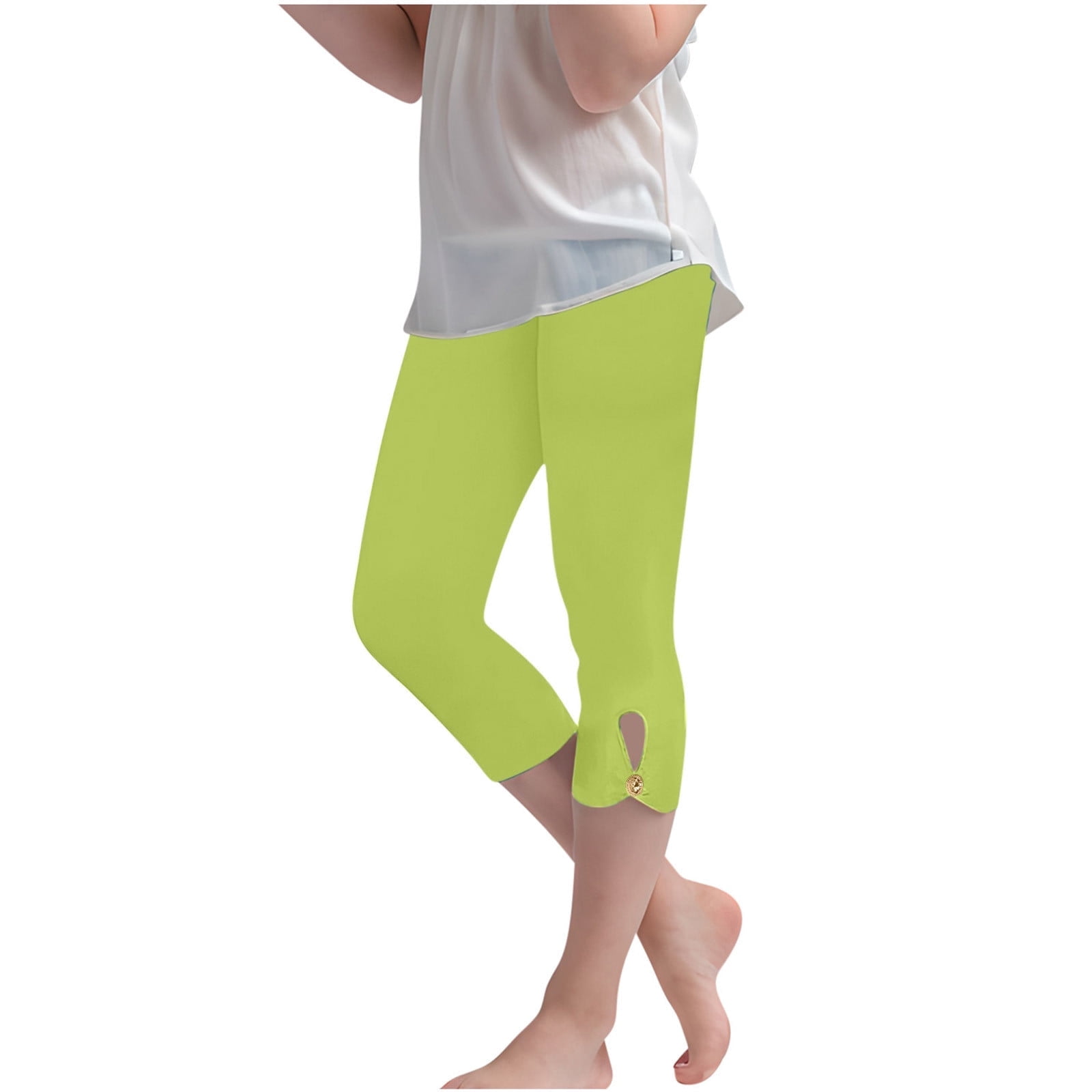 Girls Capris Leggings Casual Summer High Waist Stretchy Athletic ...