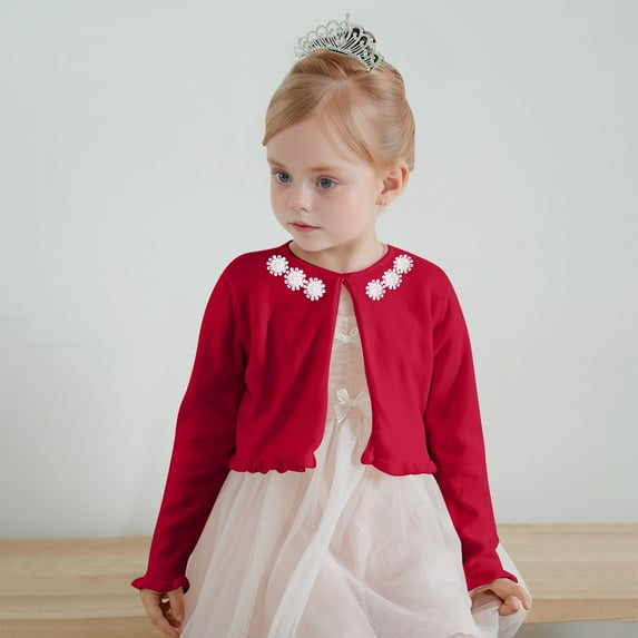 Girls' Cardigan Sweaters Long Sleeve Knitted Cardigan Kids Cute Button ...