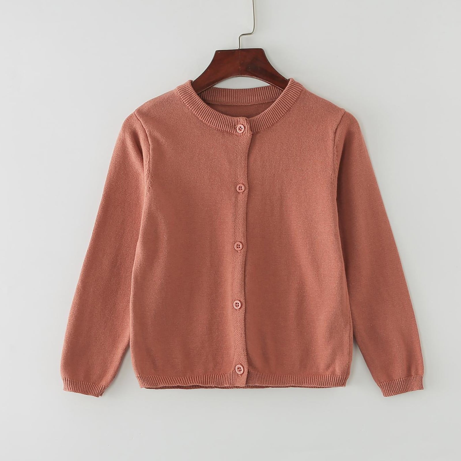 Girls' Cardigans Sweater Button Solid Long Sleeve Knit Sweaters girls ...