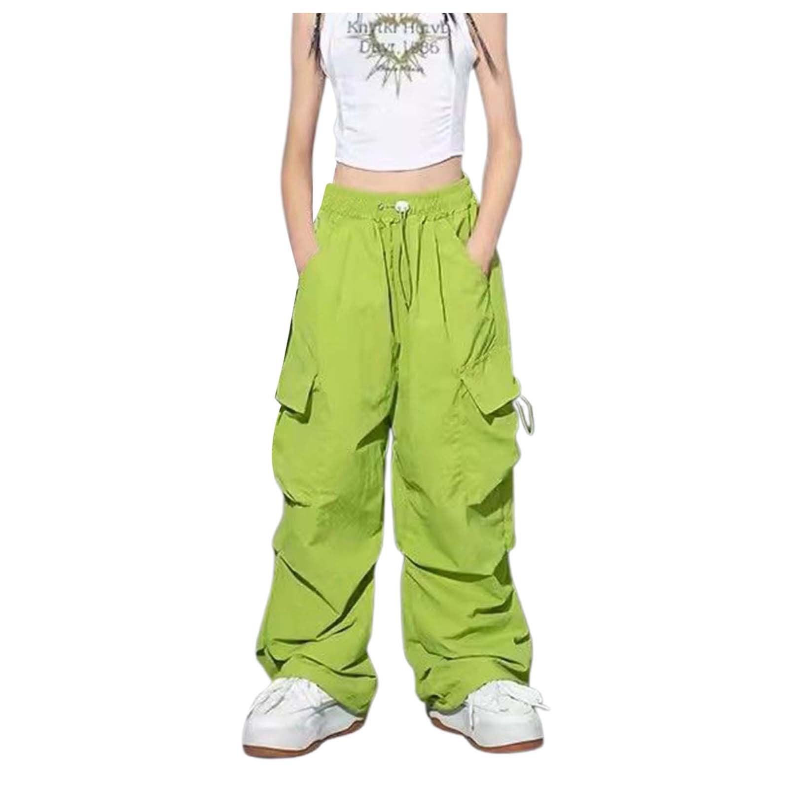Girls Cargo Pants Classic Baggy Cargo Pants Wide Leg Light Green Cargo ...