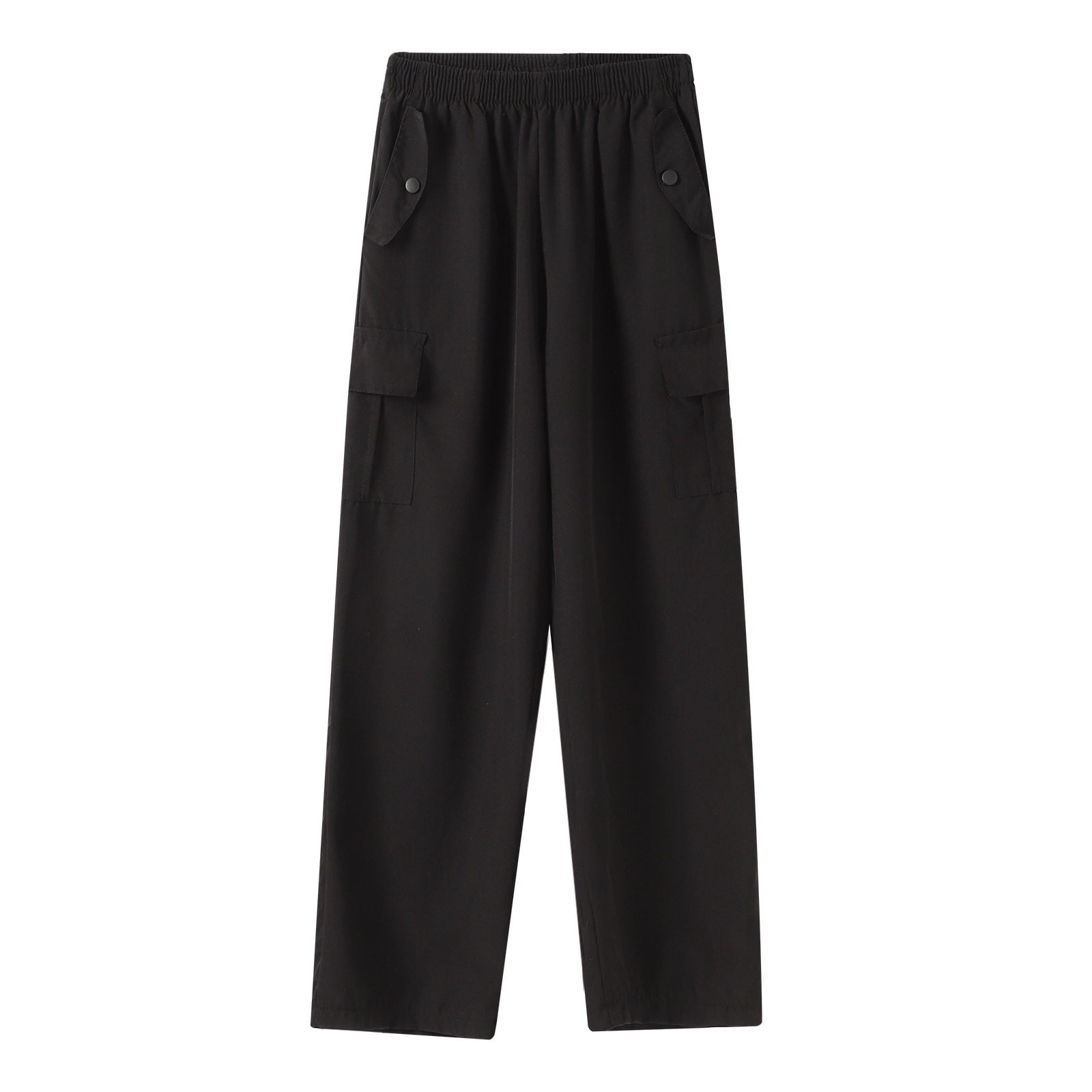 Girls Cargo Pants Classic Fit Baggy Cargo Pants Straight Leg Black ...