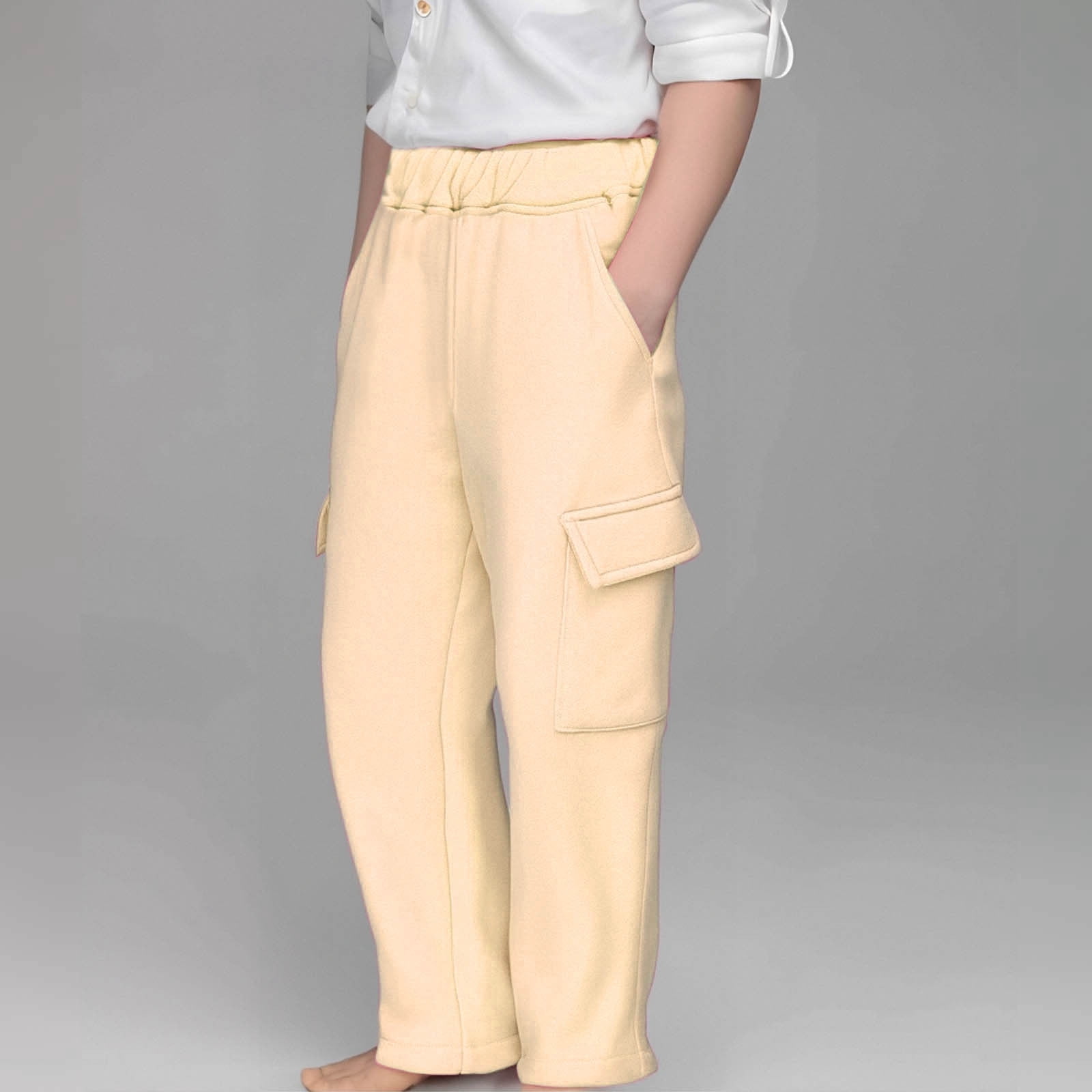 Girls Cargo Pants Relaxed Fit Baggy Cargo Pants Stretch Elastic Waist ...