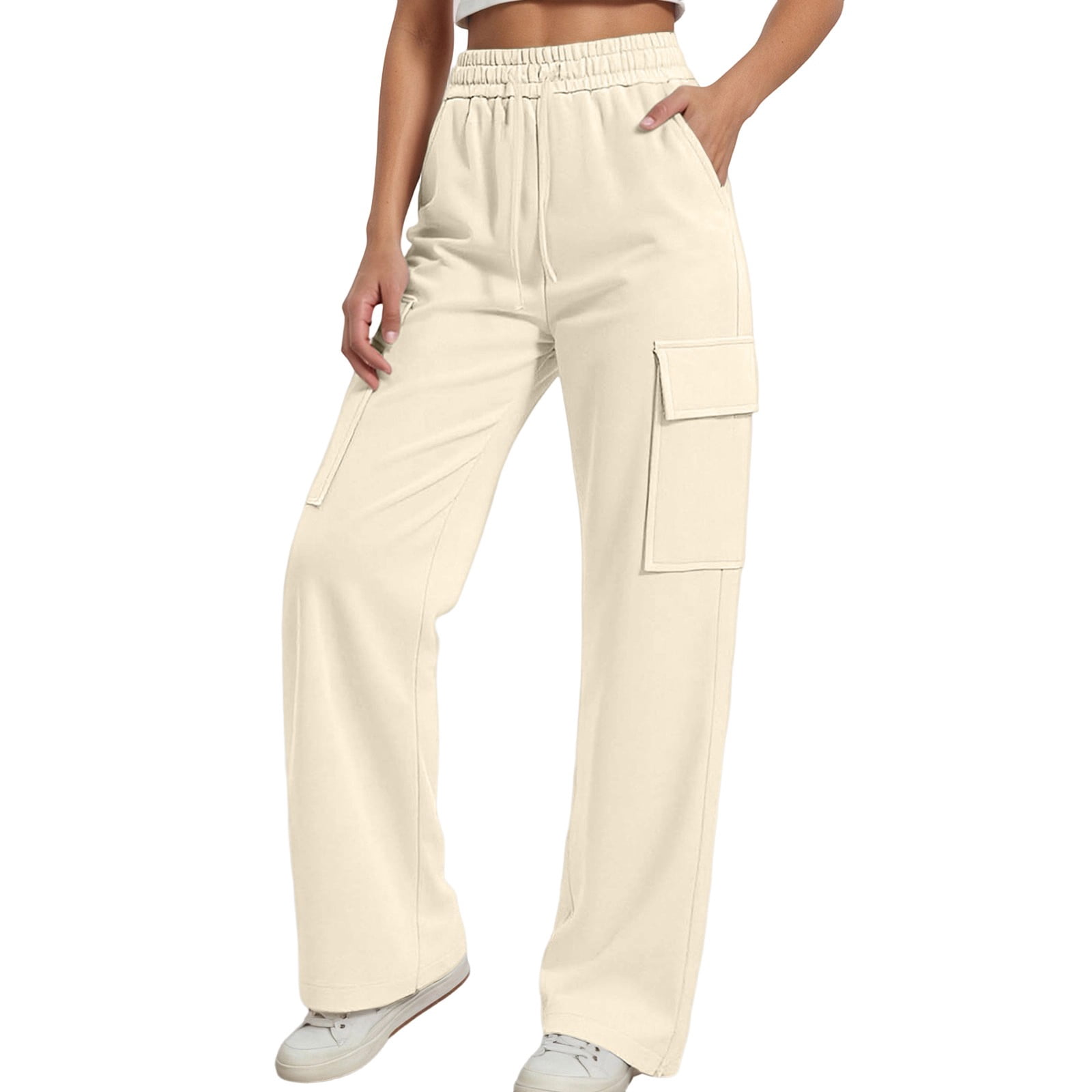 Girls Cargo Pants Solid Color Elastic Waistband Drawstring Side Pockets ...