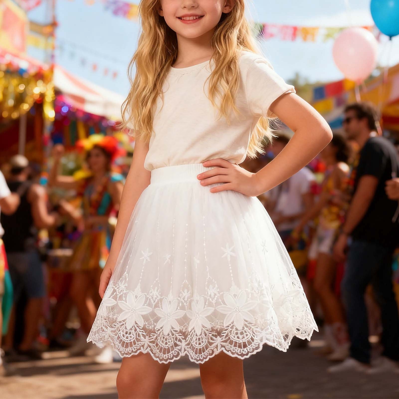 Girls Carnival Lace Mesh Layered Tutu Skirt – Ballet Dance Performance ...