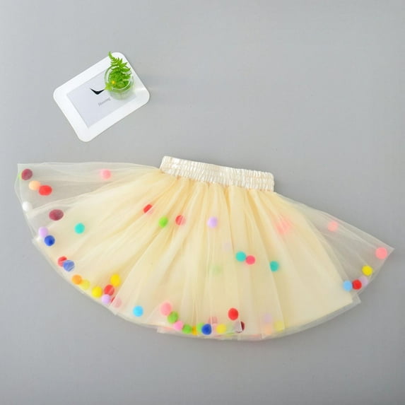 Girls' Carnival Pom-Pom Tulle Tutu Skirt – Sweet Princess Party Dance ...