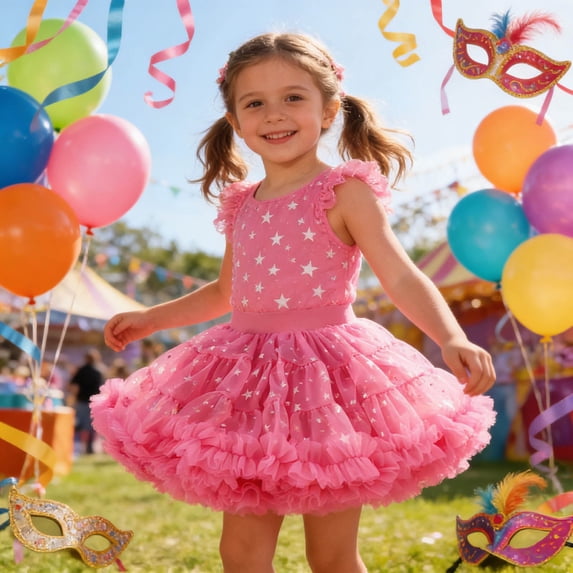 Girls Carnival Tutu Skirts with Star Sequins Layered Underskirts Party ...