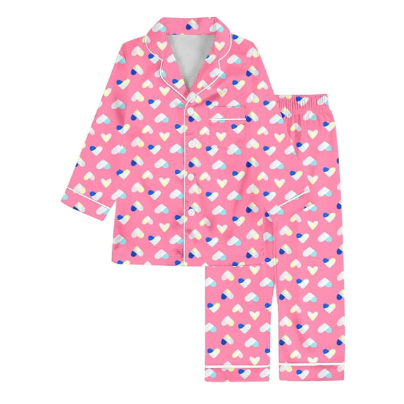 Girls Cartoon Gradient Heart Print Long Sleeve Clothes Sets Soft ...