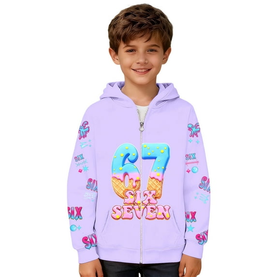 Girls Cartoon Graphic Zip Up Hoodie Jacket – Long Sleeve Hooded ...