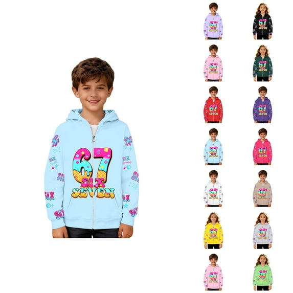 Girls Cartoon Graphic Zip Up Hoodie Long Sleeve Pullover Jacket With ...