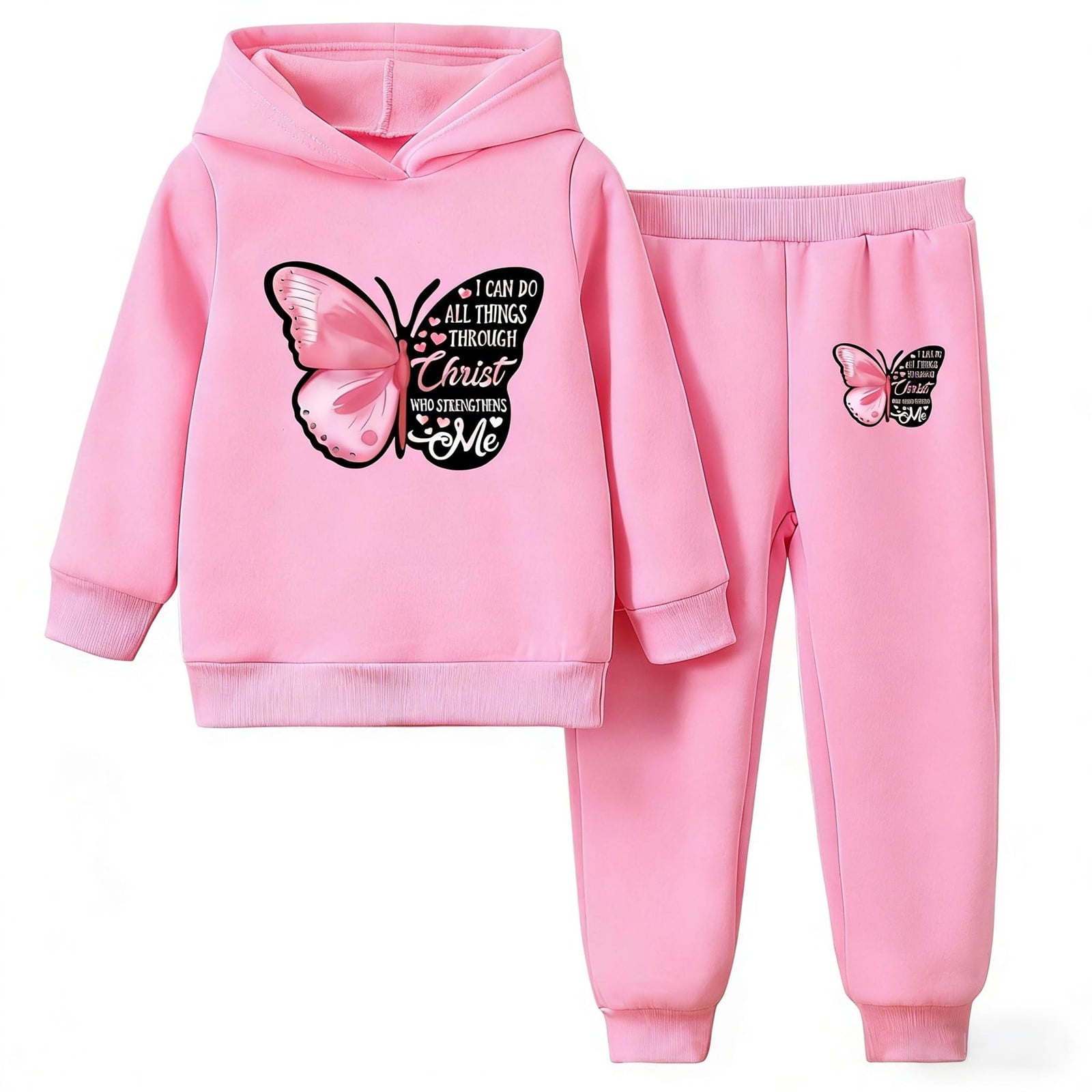 Girls Cartoon Hoodie Jogger Cute Print Lined Tracksuit Sweatsuits ...
