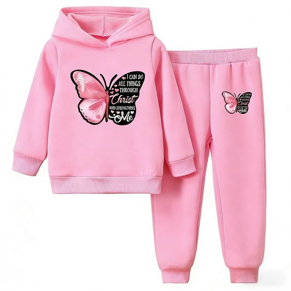 Girls Cartoon Hoodie Jogger Cute Print Lined Tracksuit Sweatsuits ...