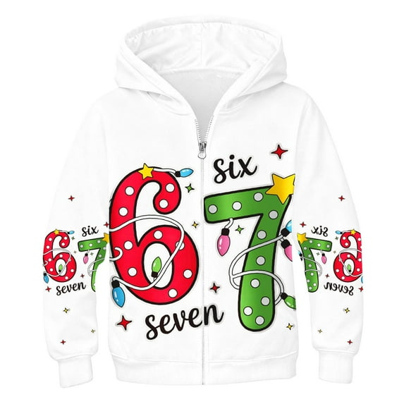 Girls Cartoon Print Hooded Zip Up Jacket Long Sleeve Athletic Outerwear ...