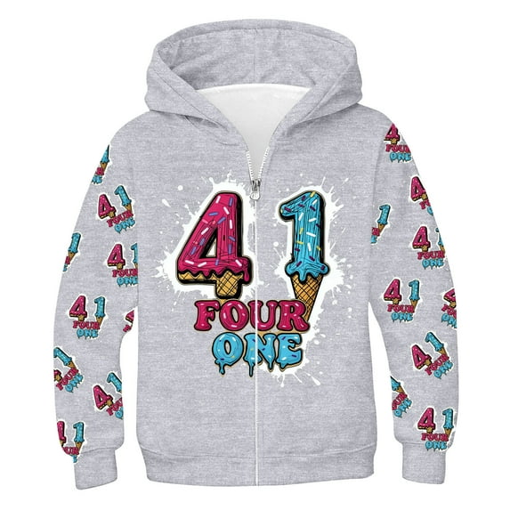 Girls Cartoon Print Hooded Zip Up Jacket Long Sleeve Athletic Outerwear ...