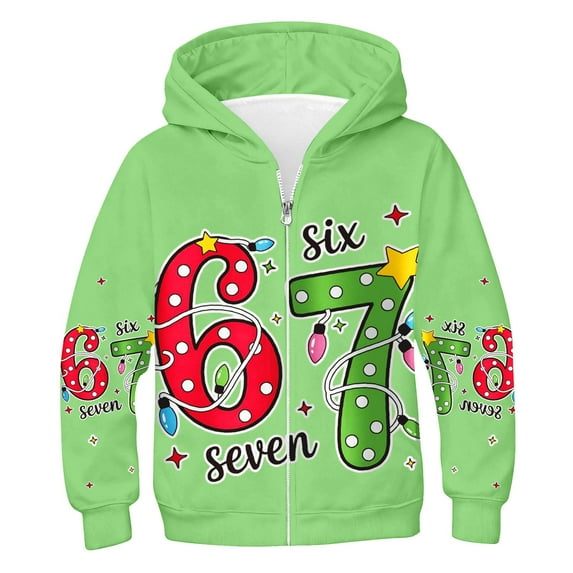 Girls Cartoon Print Hooded Zip Up Jacket Long Sleeve Athletic Outerwear ...