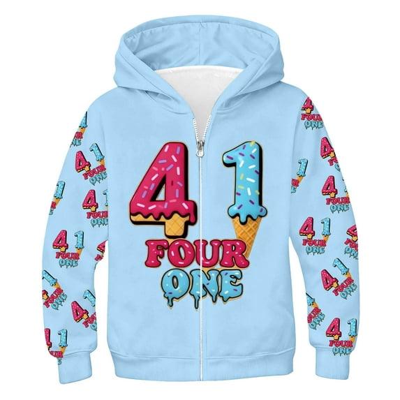 Girls Cartoon Print Hooded Zip Up Jacket Long Sleeve Athletic Outerwear ...