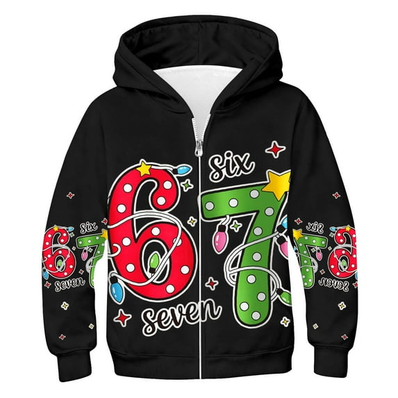 Girls Cartoon Print Hooded Zip Up Jacket Long Sleeve Athletic Outerwear ...