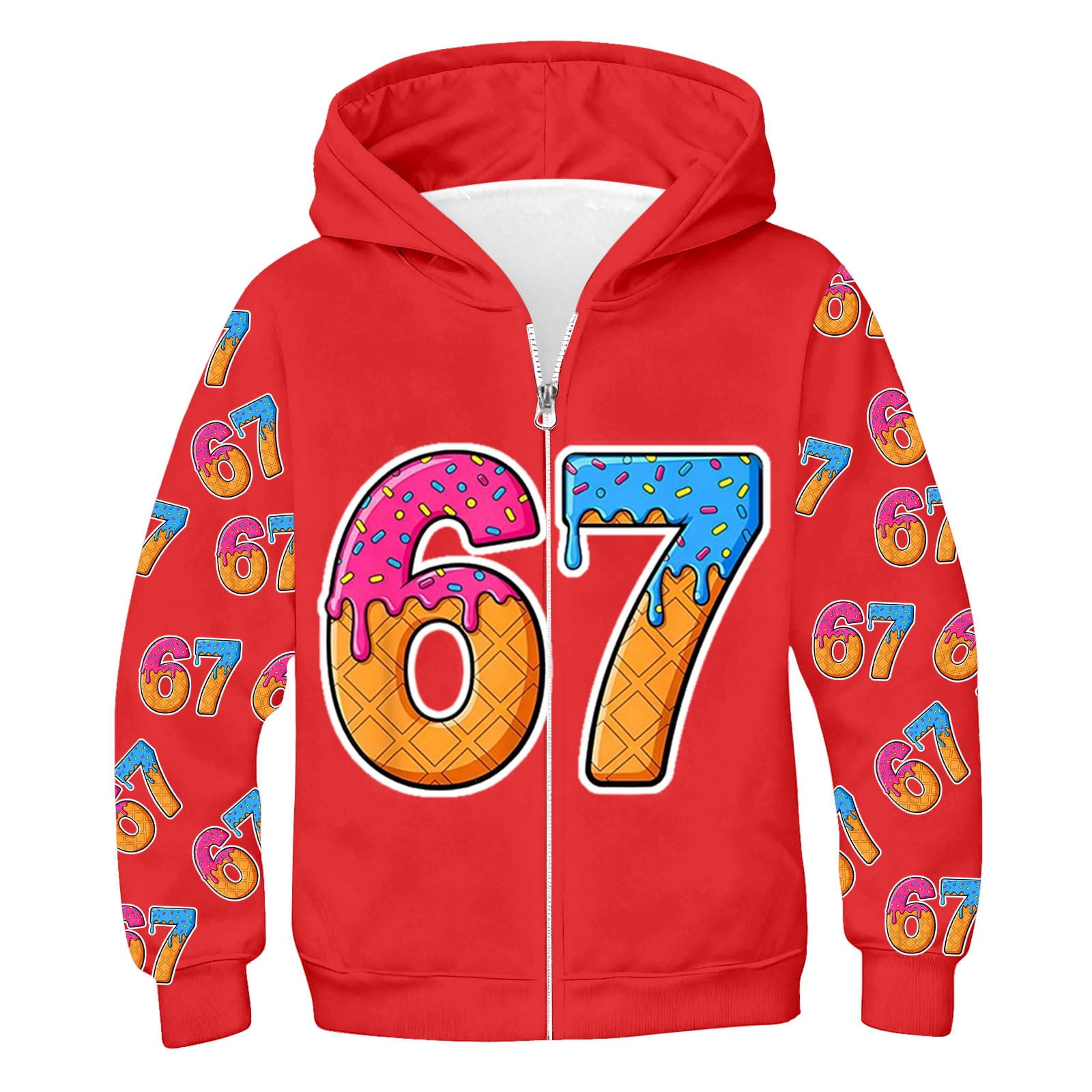 Girls Cartoon Print Zip Up Hooded Jacket Long Sleeve Outerwear Casual ...