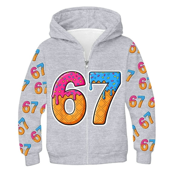 Girls Cartoon Print Zip Up Hooded Jacket Long Sleeve Outerwear Casual ...