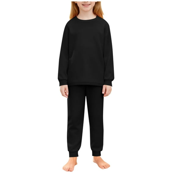 Girls Casual 2 Pieces Lounge Sets Long Sleeve Shirts Loose Straight Leg ...