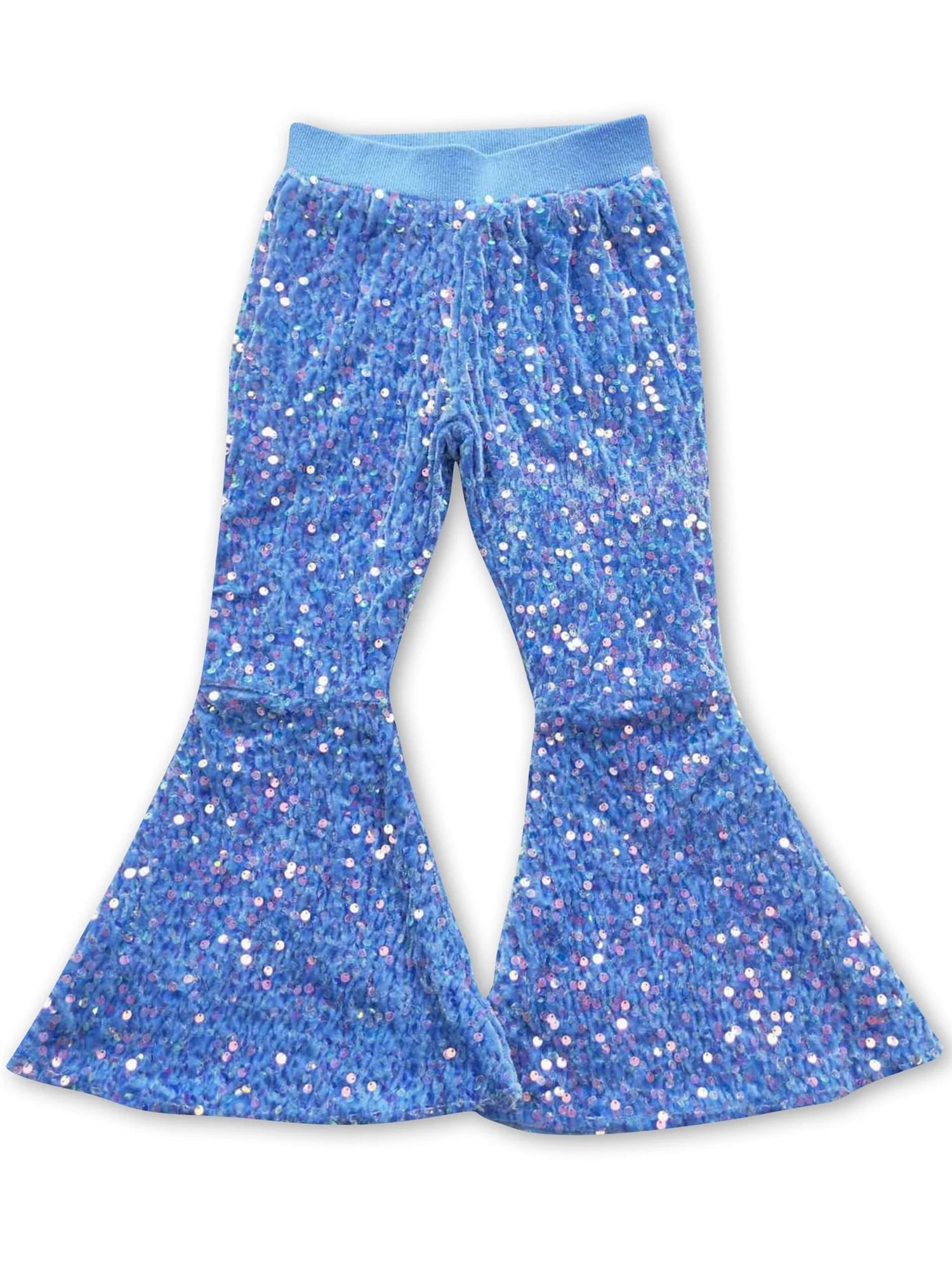 Girls Casual Sequin Flare Pants with Lining Kids Sparkling Trousers ...