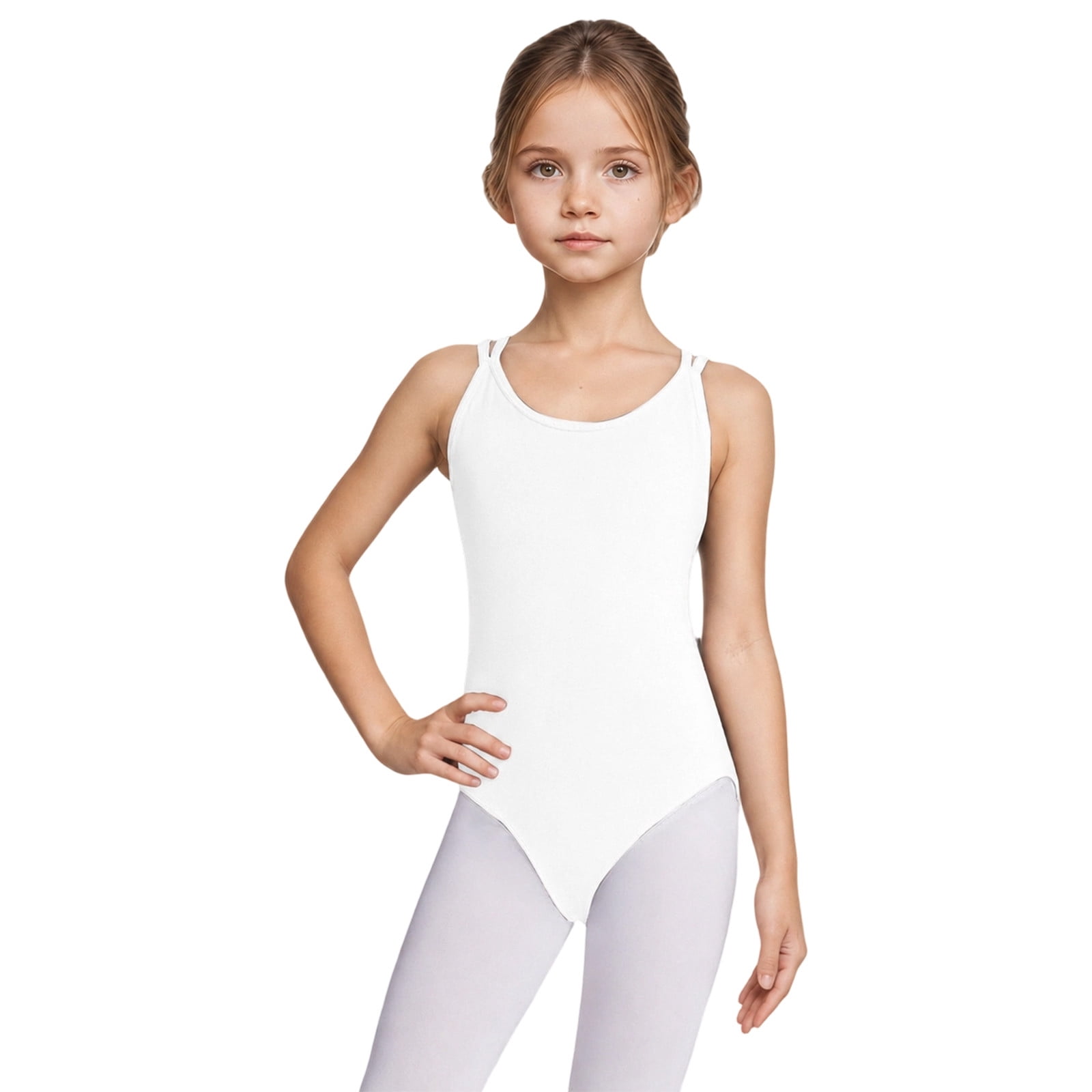 Girls Casual Solid Color Bodysuit Practice Leotard Sportswear for Dance ...