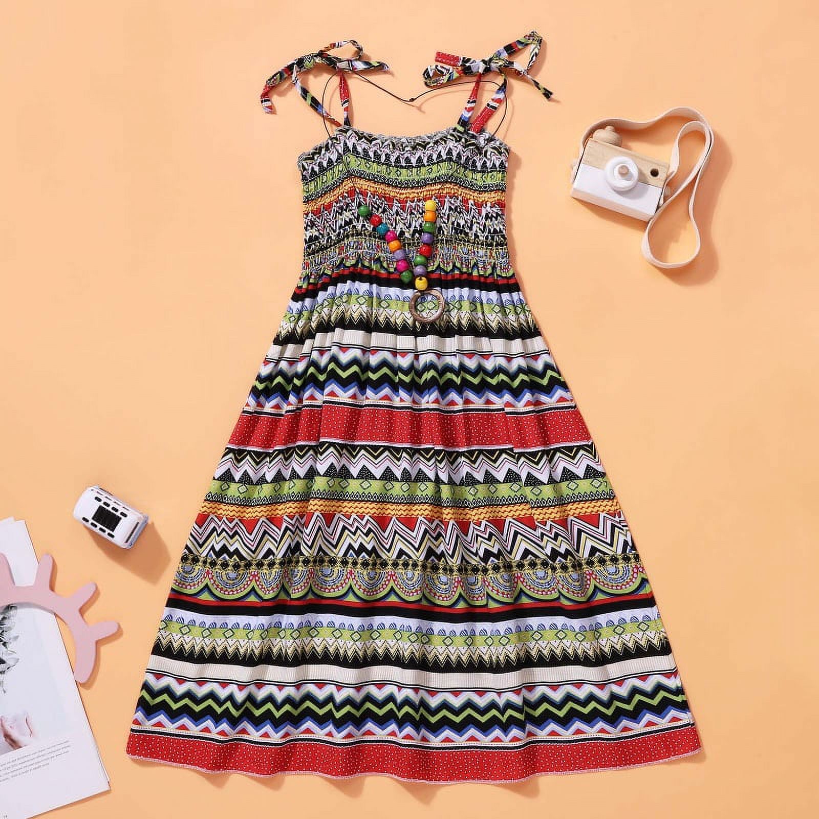 Girls Casual Summer Floral Beach Wear Boho Dress Spaghetti Strap ...