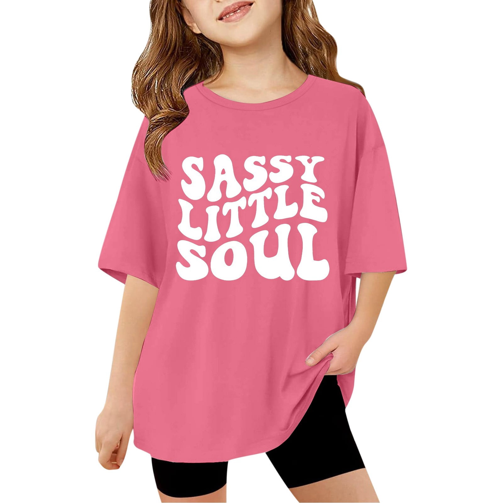 Girls Casual Summer Short Sleeve Crewneck Tee Oversized Basic Top for ...