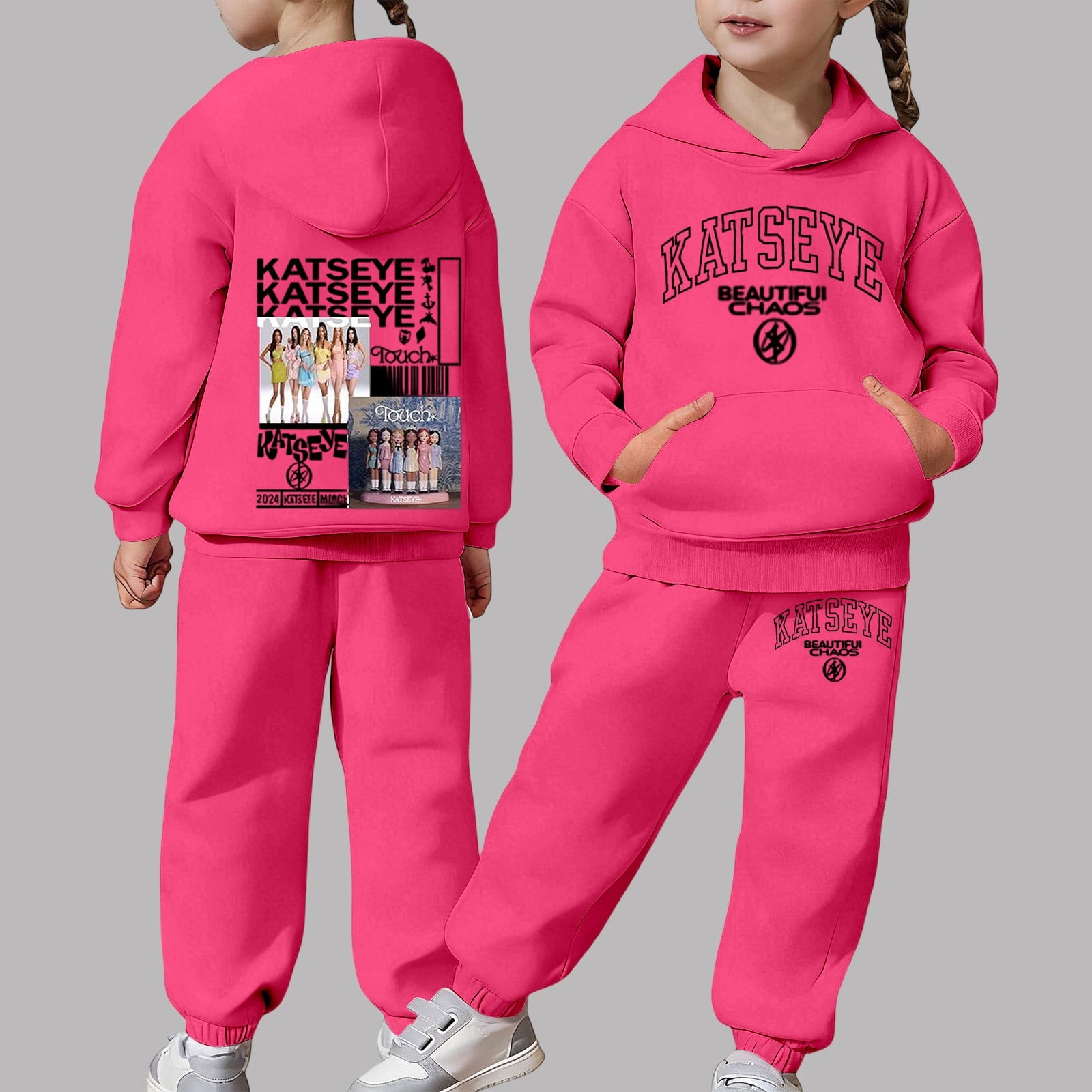 Girls Casual Two Piece Set with Hoodie and Jogger Pants Soft Play ...