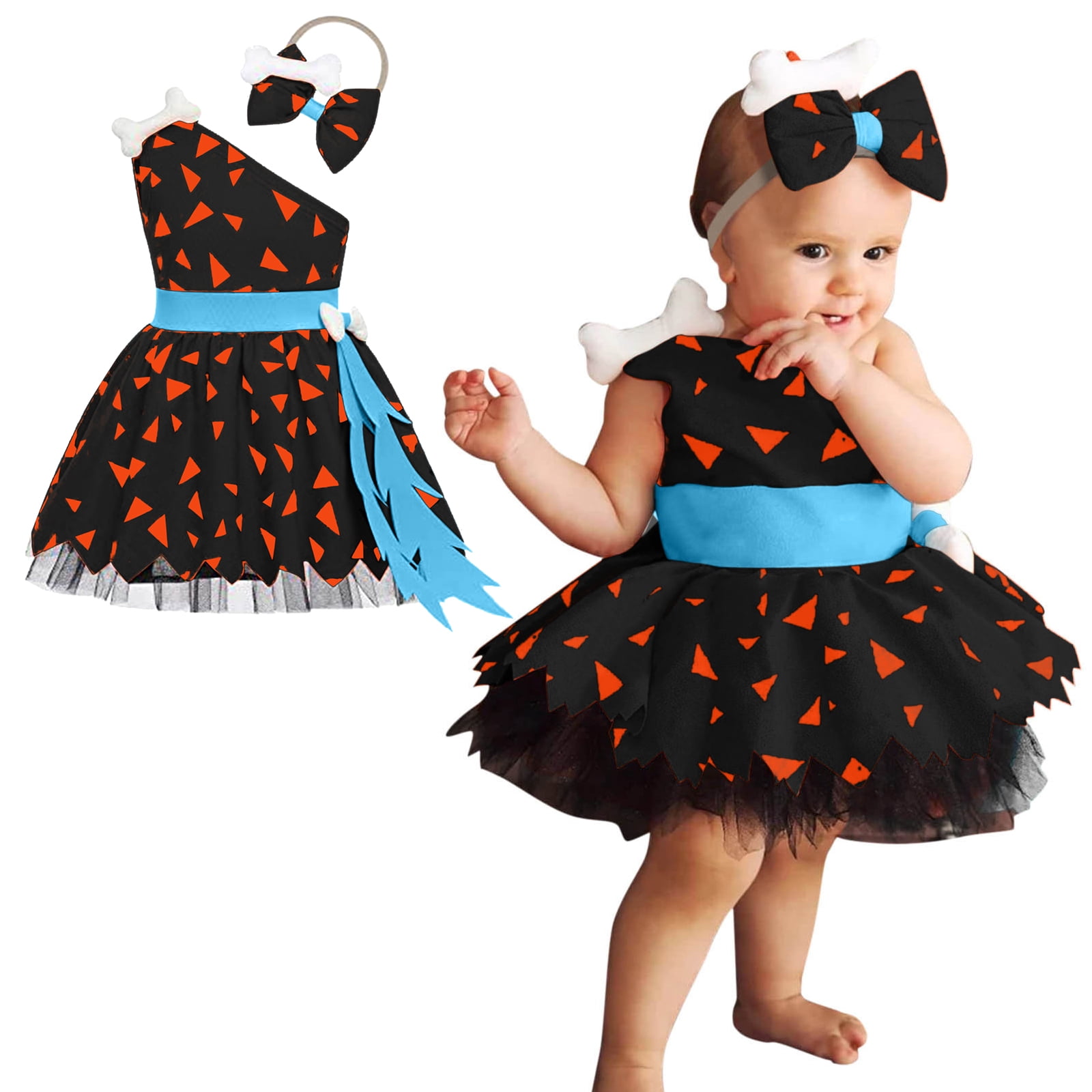 Girls Caveman Dog Bones Historical Stone Age Cavegirl Mesh Dress ...