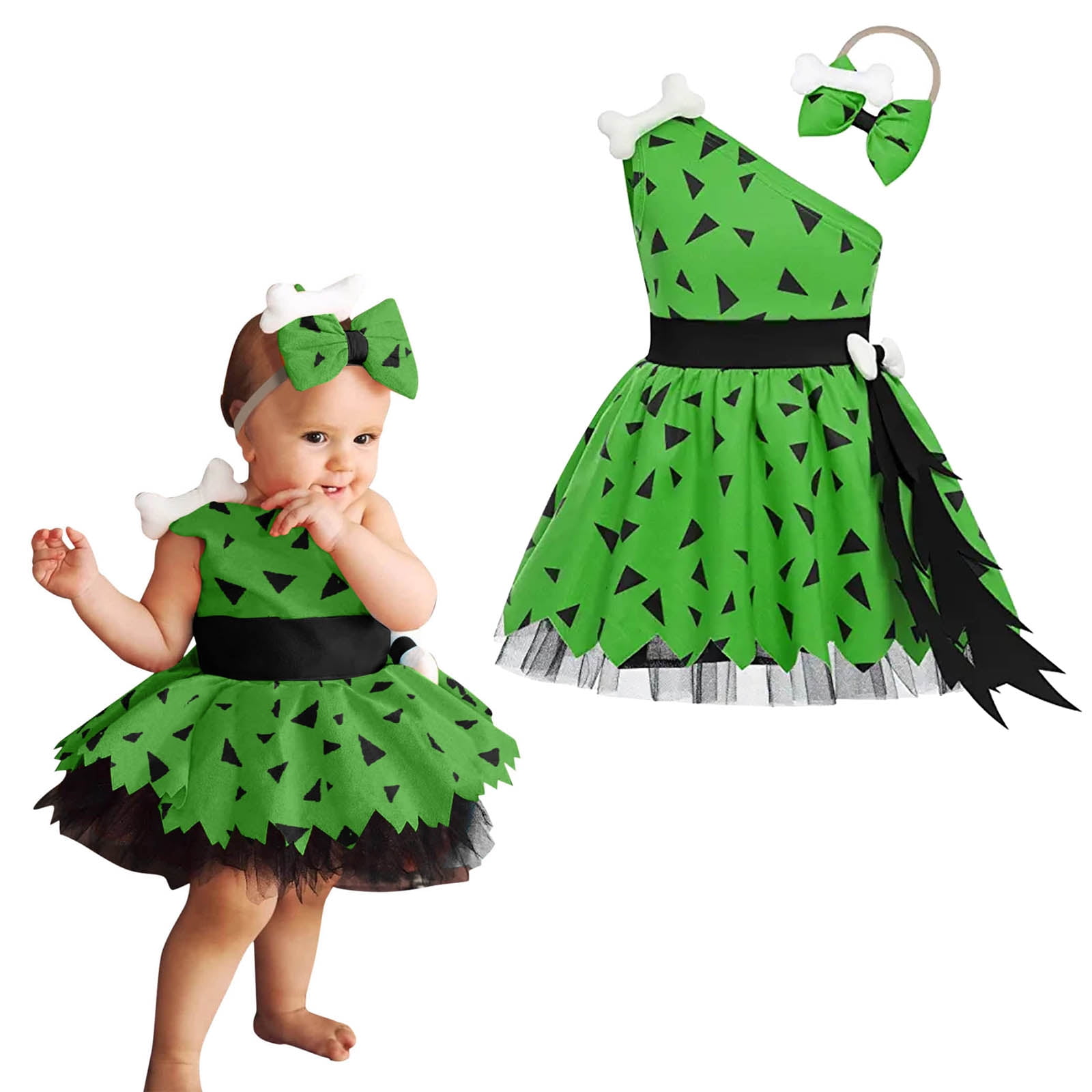 Girls Caveman Costume Dog Bones Historical Stone Age Cavegirl Mesh ...