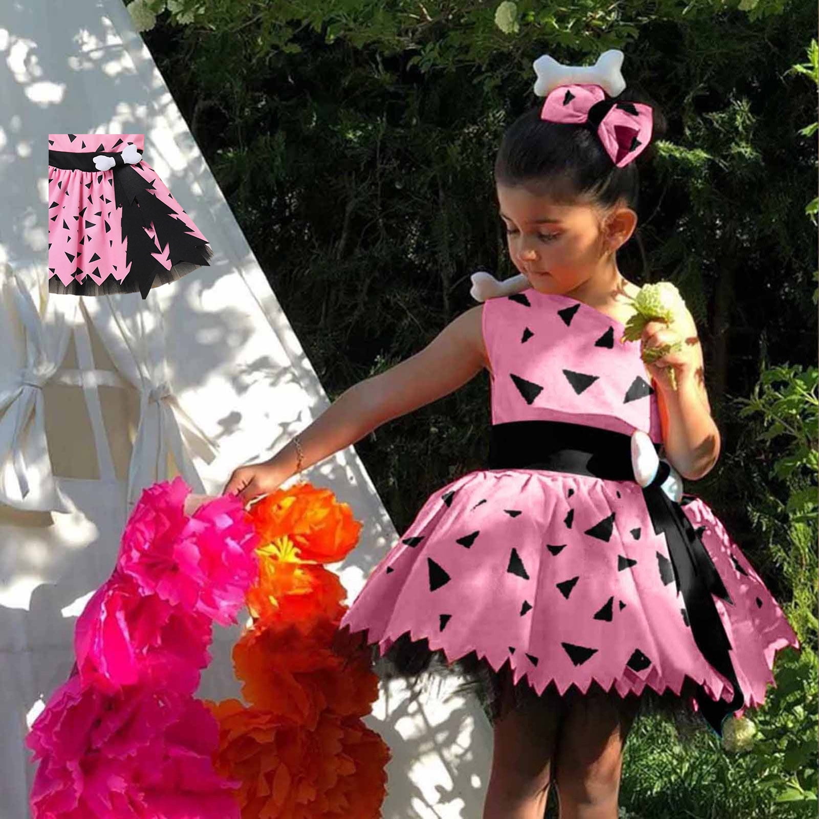 Girls Caveman Dog Bones Historical Stone Age Toddler Girl Halloween ...