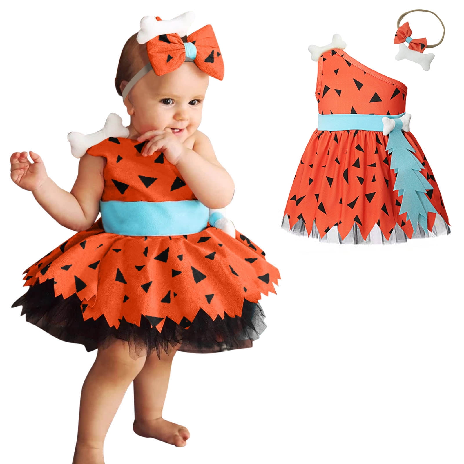 Girls Caveman Dog Bones Stone Age Outfit Birthday Cavegirl Outfit Set ...