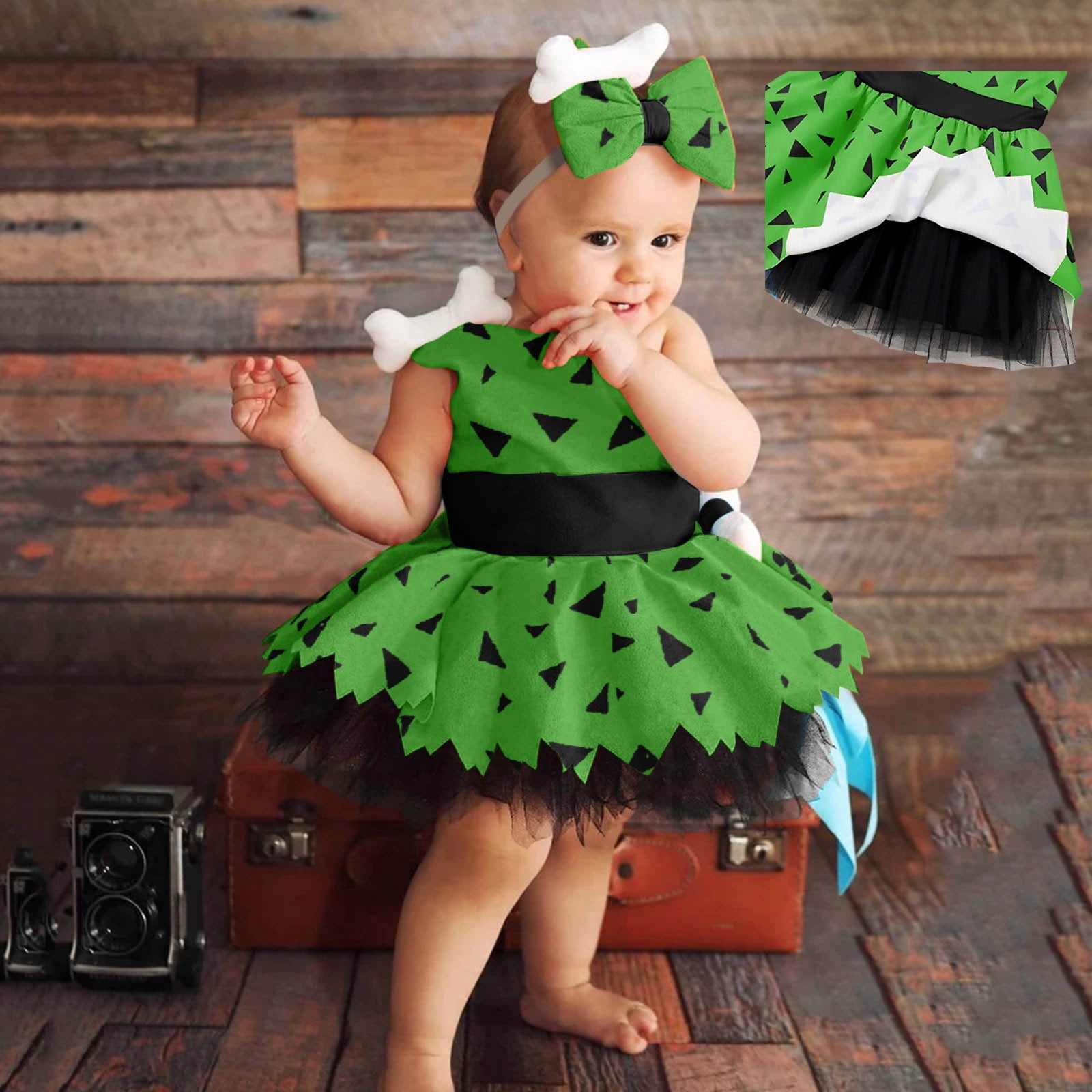 Girls Caveman Dog Bones Stone Age Outfit Tween Girls Halloween Dress up ...