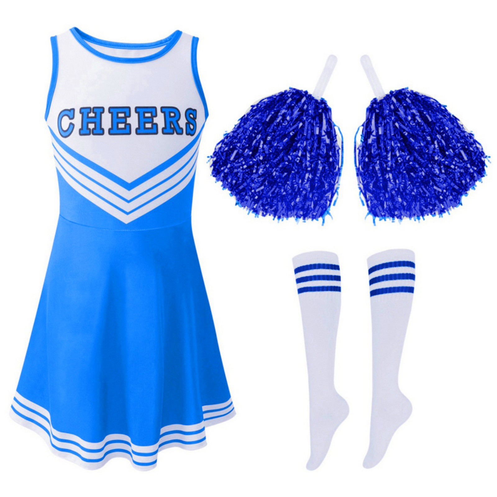 Girls Cheer Uniform Outfit Cheer Leader Halloween Costume, Cheerleading ...