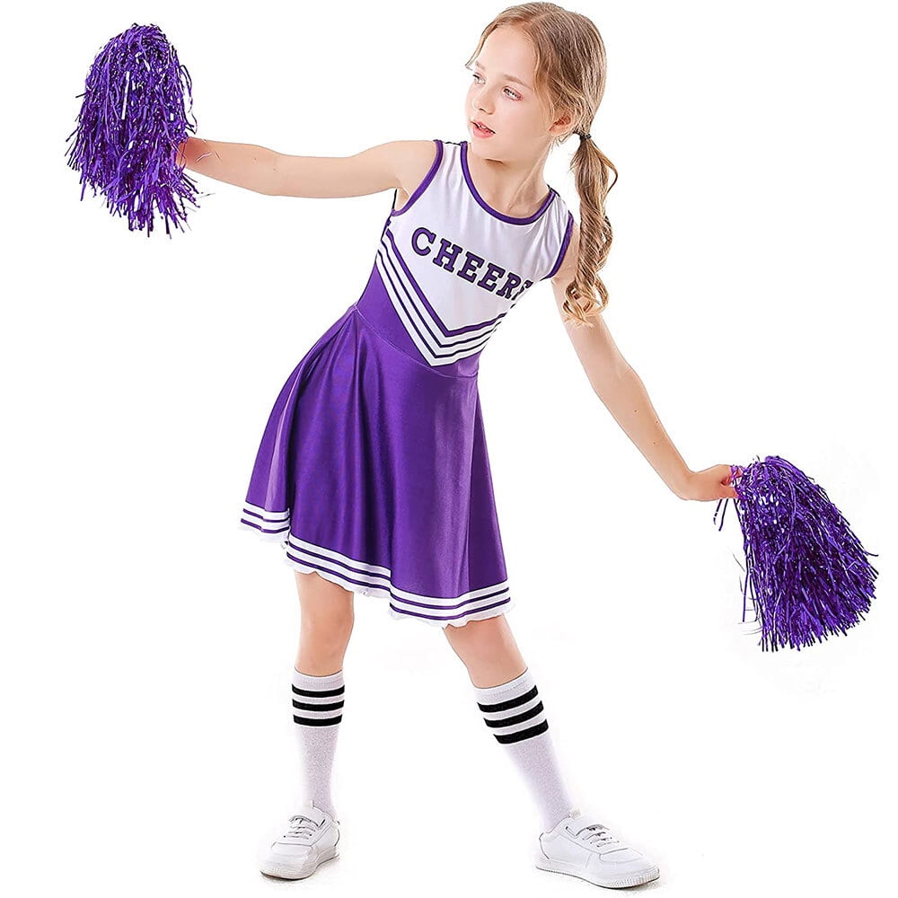 Girls Cheerleader Costume Outfits Set Crew Neck Party Fancy Dress for 4 ...