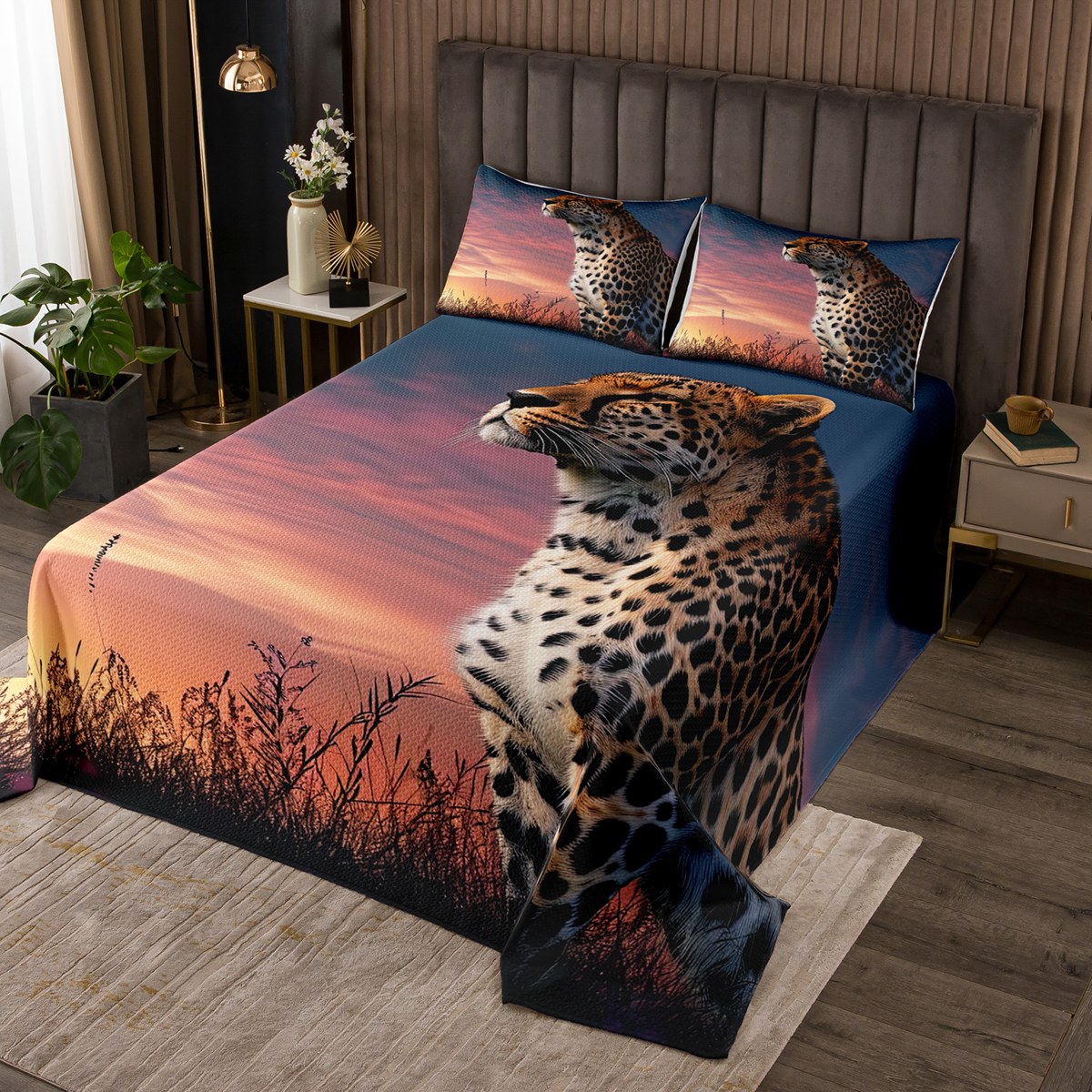 Girls Cheetah Coverlet Set Animal Quilt Set, African Safari Cheetah ...