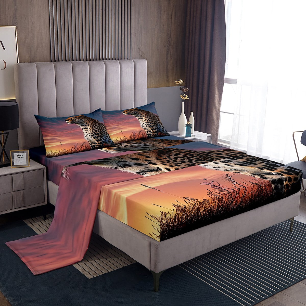 Cheetah Sheet Set Wildlife Animal Bed Sheets Set, African Safari ...