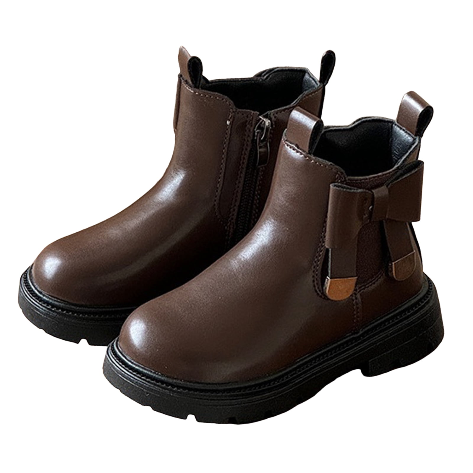 Girls Chelsea Boots Cute Bow Side Zipper Slip on Platform Waterproof ...