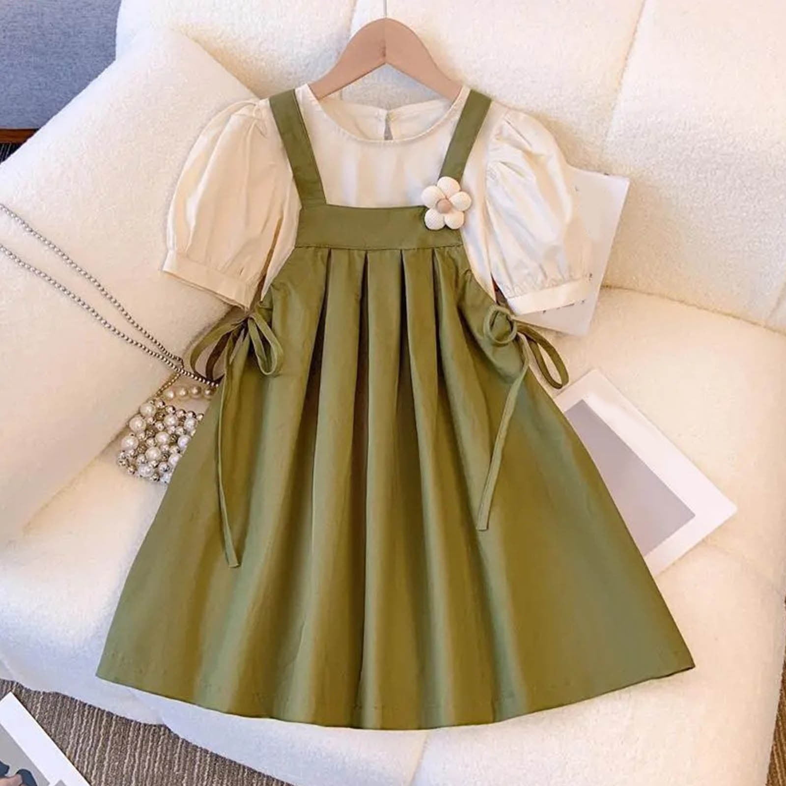 Girls' Chiffon Dress Summer One Shoulder Camisole Half Skirt Two-piece ...