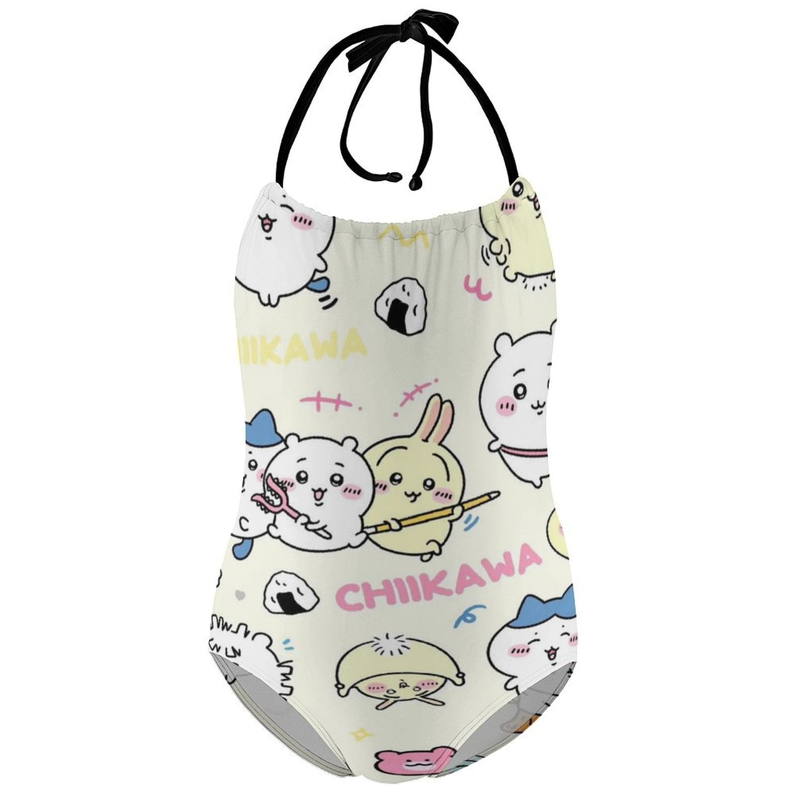 Girls Chii-ka-w Bathing Suit One Piece Halter Neck Strap Swimwear - Walmart.com