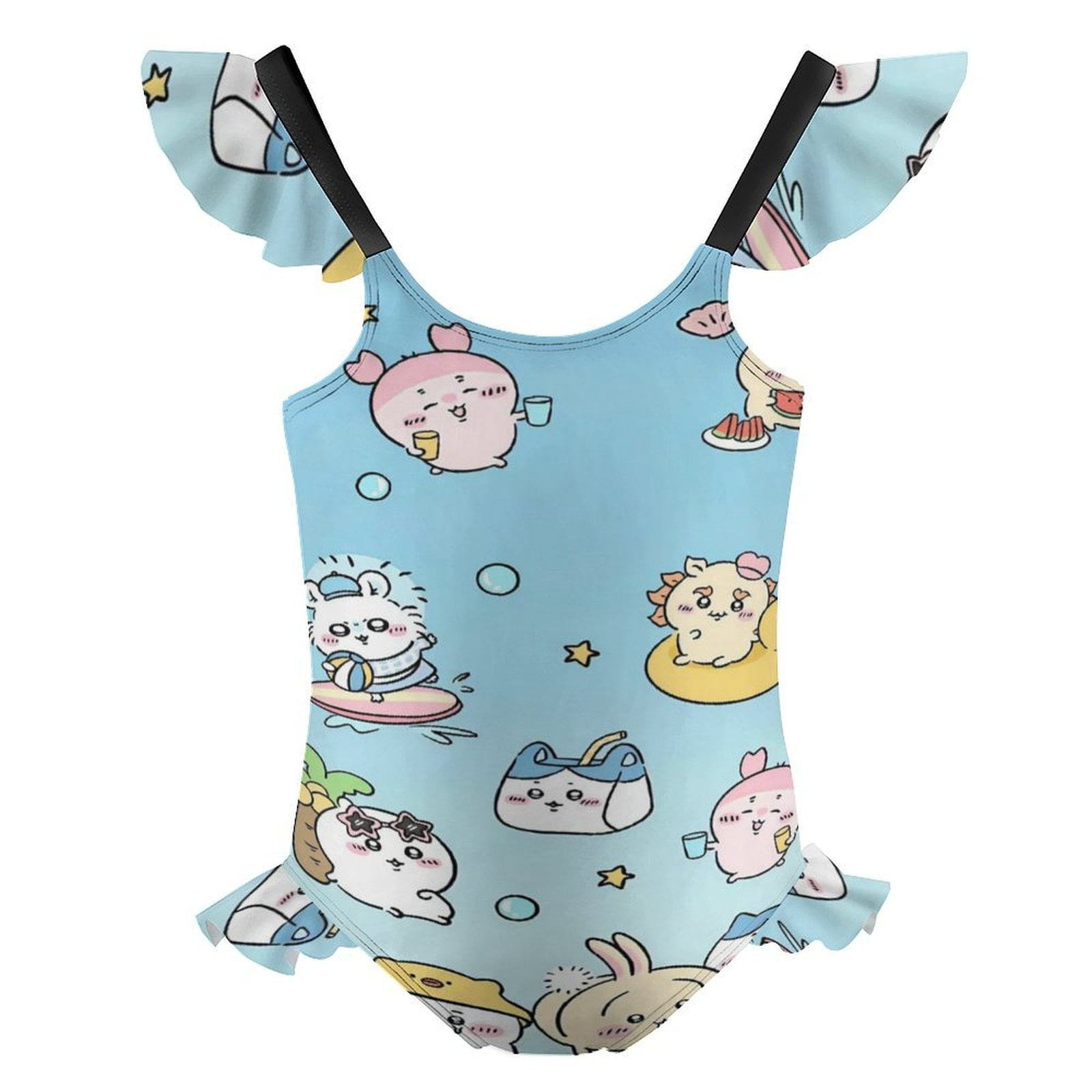 Girls Chii-ka-w One Piece Swimsuit Kids Cute Ruffle Bathing Suit ...
