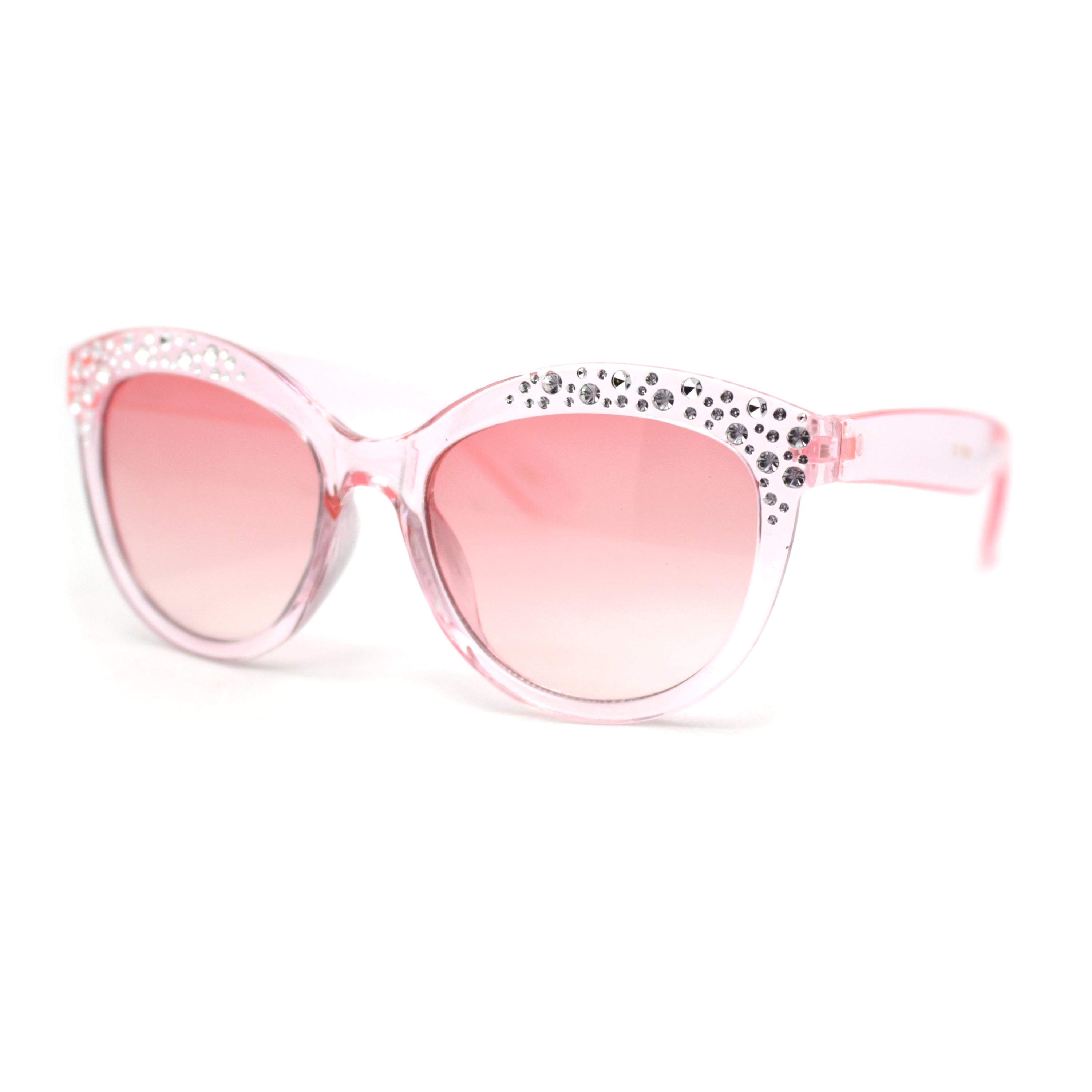 Girls Child Size Engraved Bling Foil Plastic Round Horn Rim Sunglasses ...