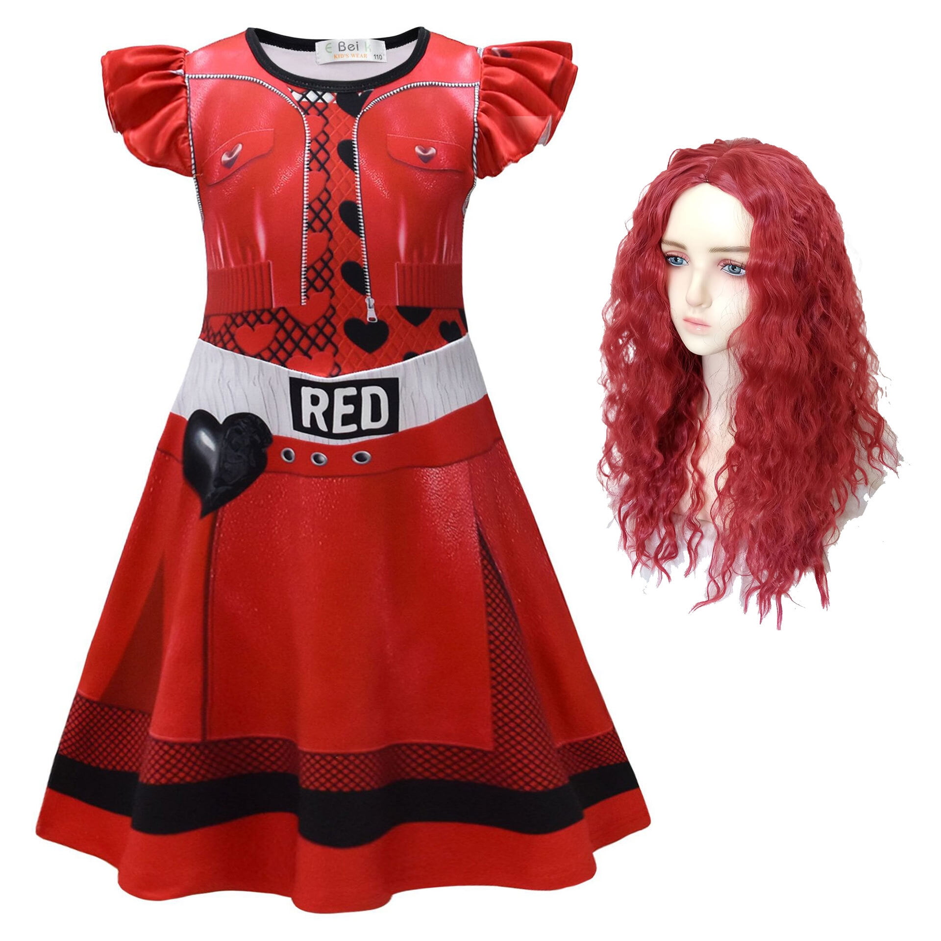 Girls Chloe Red Bridget Costume with Wig, Halloween Cosplay Dress Up ...