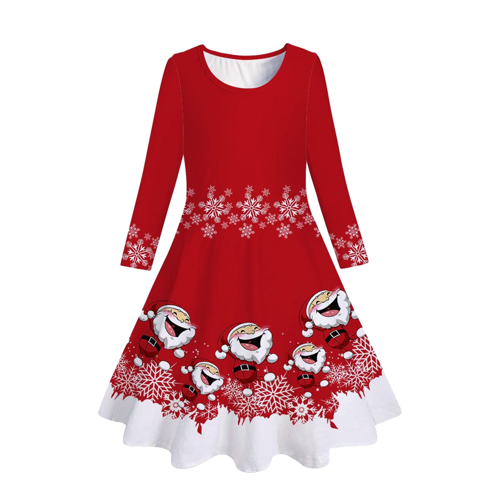 Girls Christmas Dresses Kids Toddler Girls Christmas Trees Deer Print ...