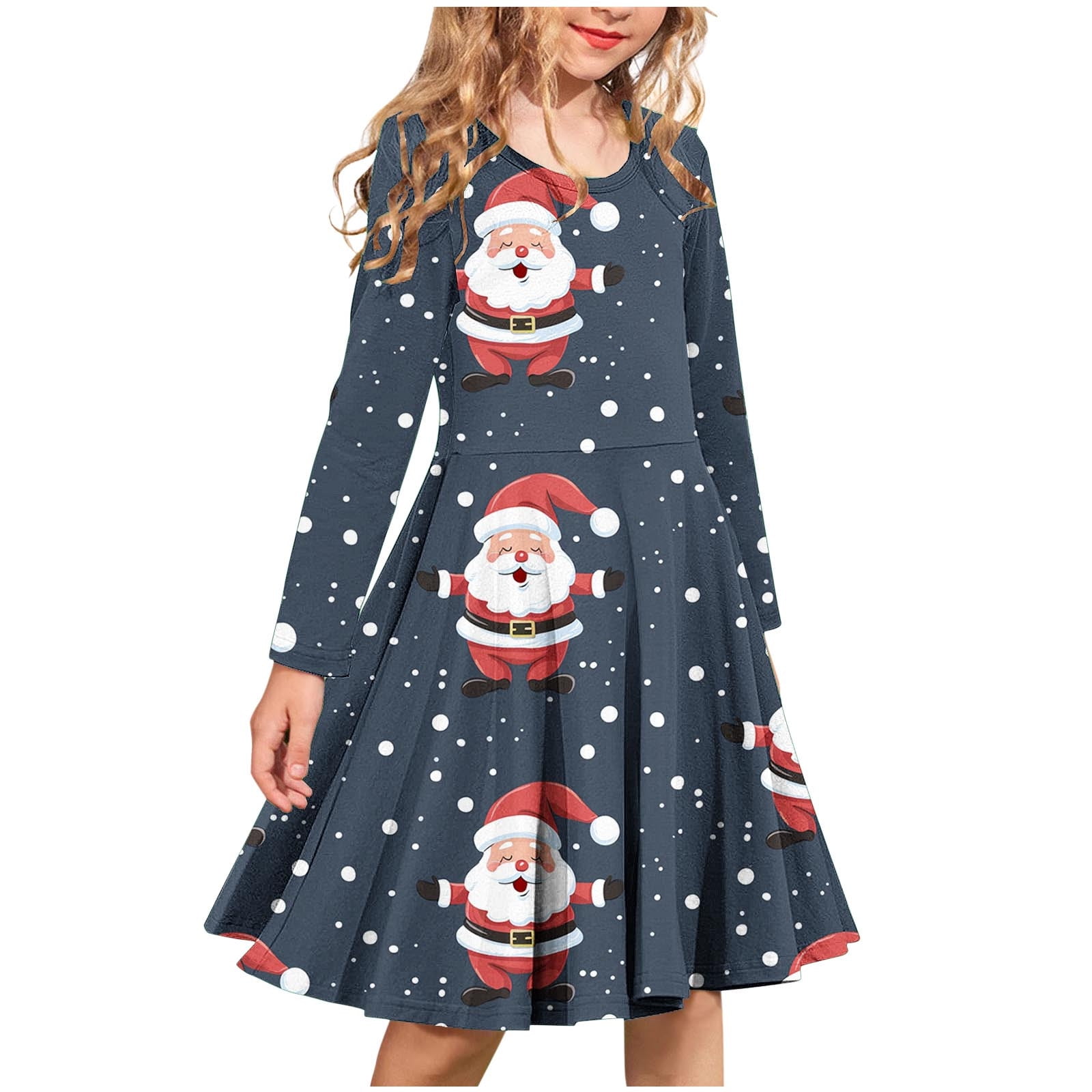 Girls Christmas Dresses Long Sleeve Holiday Dress for Girl Snowflake A ...