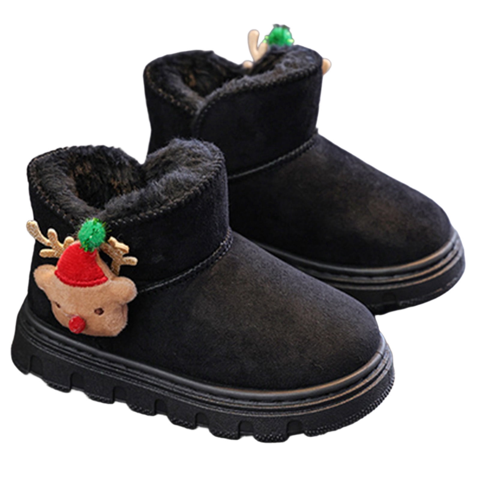 Girls Christmas Festive Reindeer Boots Cozy Fleece Lined Winter ...