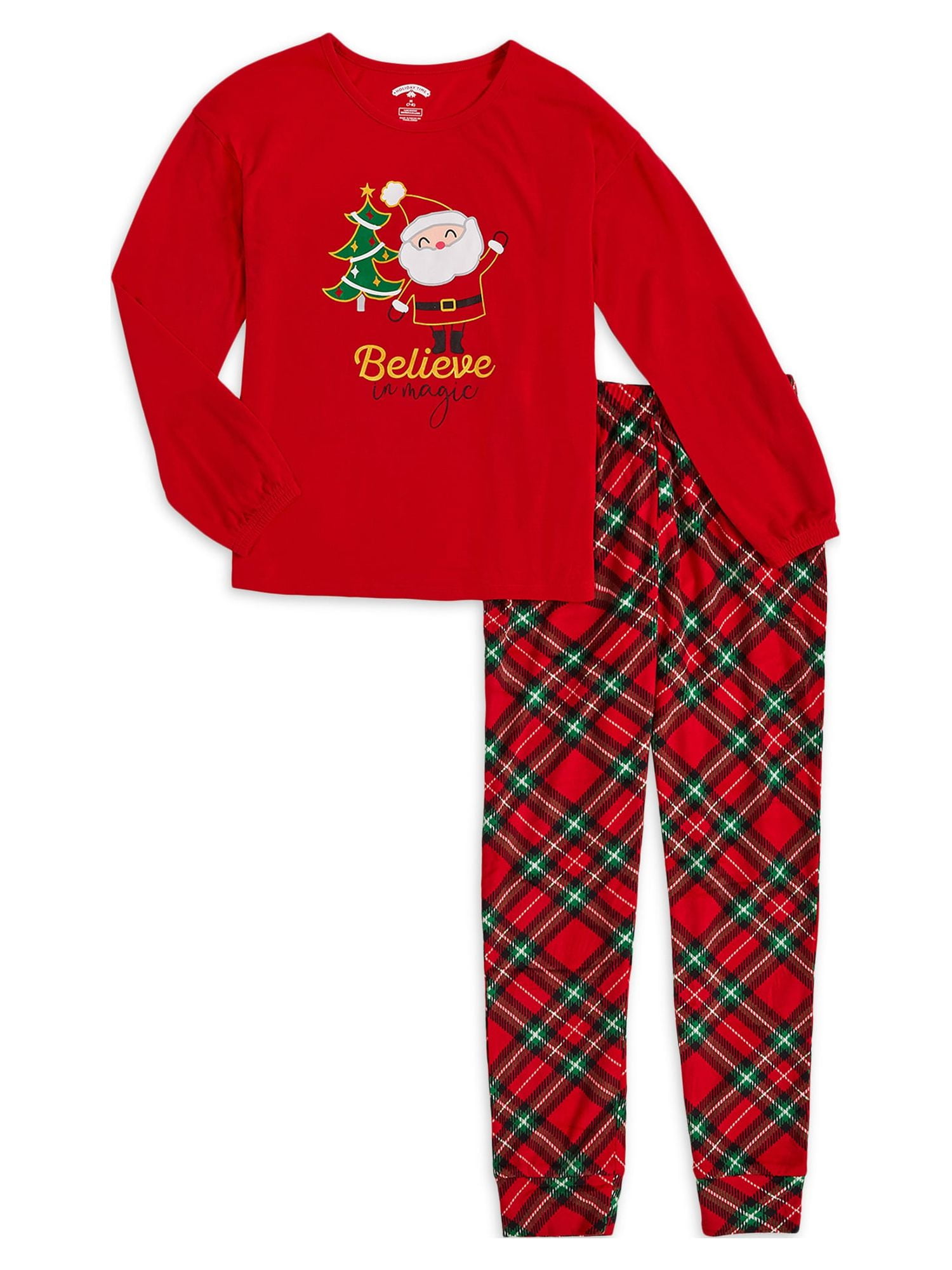 Girls Christmas & Holiday Long Sleeve Top and Jogger 2 Piece Pajama Set ...