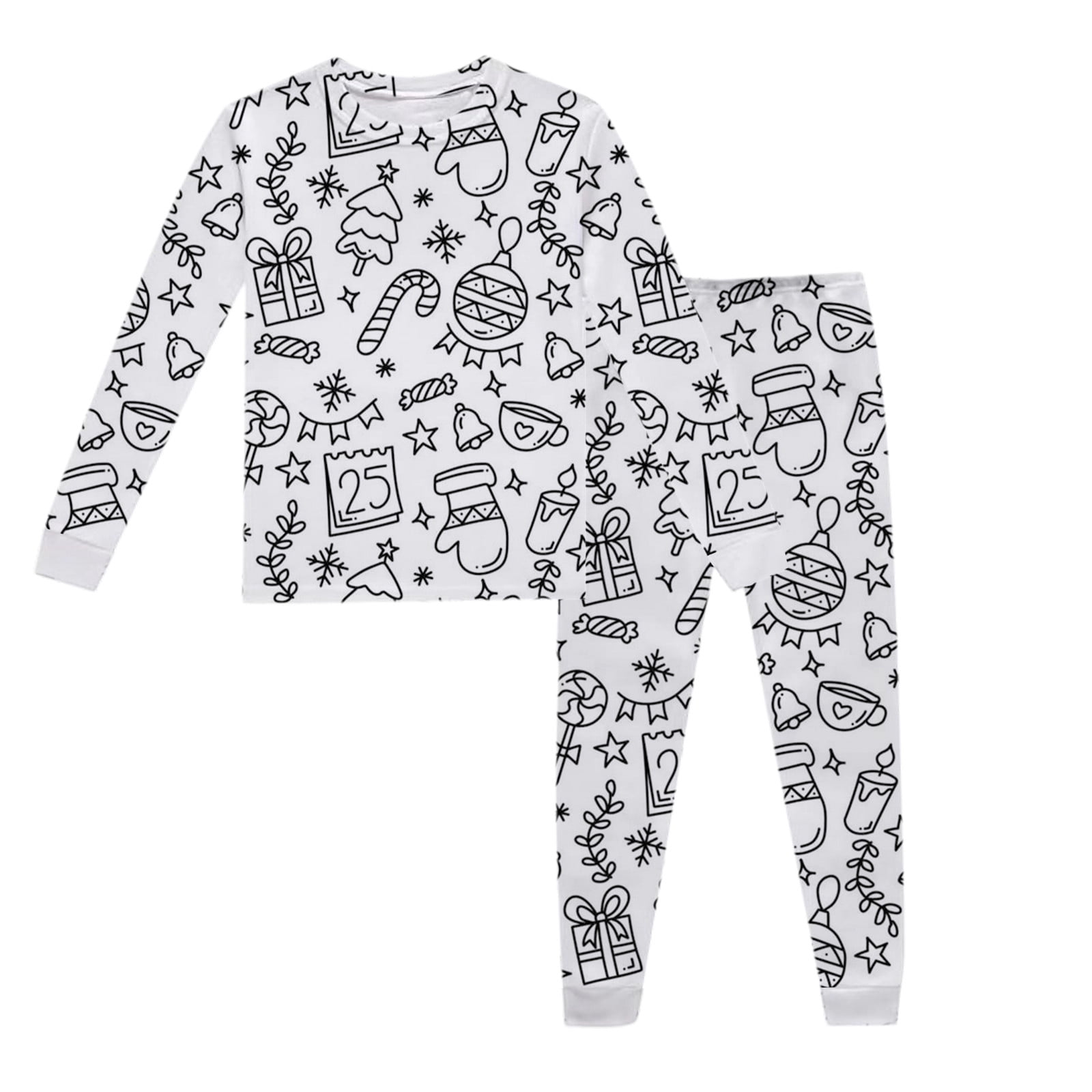 Girls Christmas Pajamas Color Your Own Pajamas for Kids Long Sleeve ...