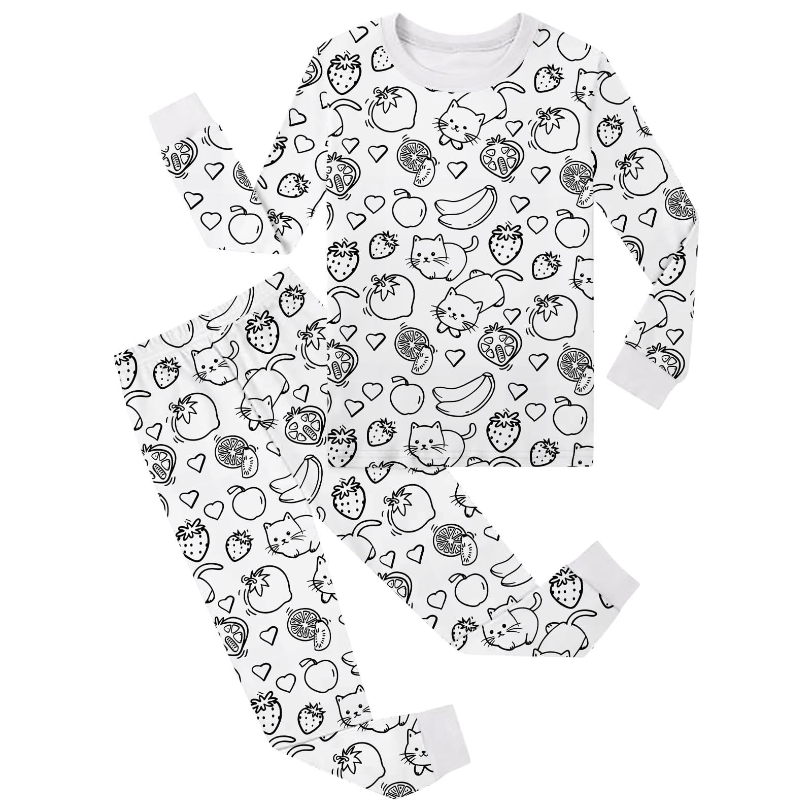 Girls Christmas Pajamas,Funny DIY Hand Painted Homewear Set Color Your ...