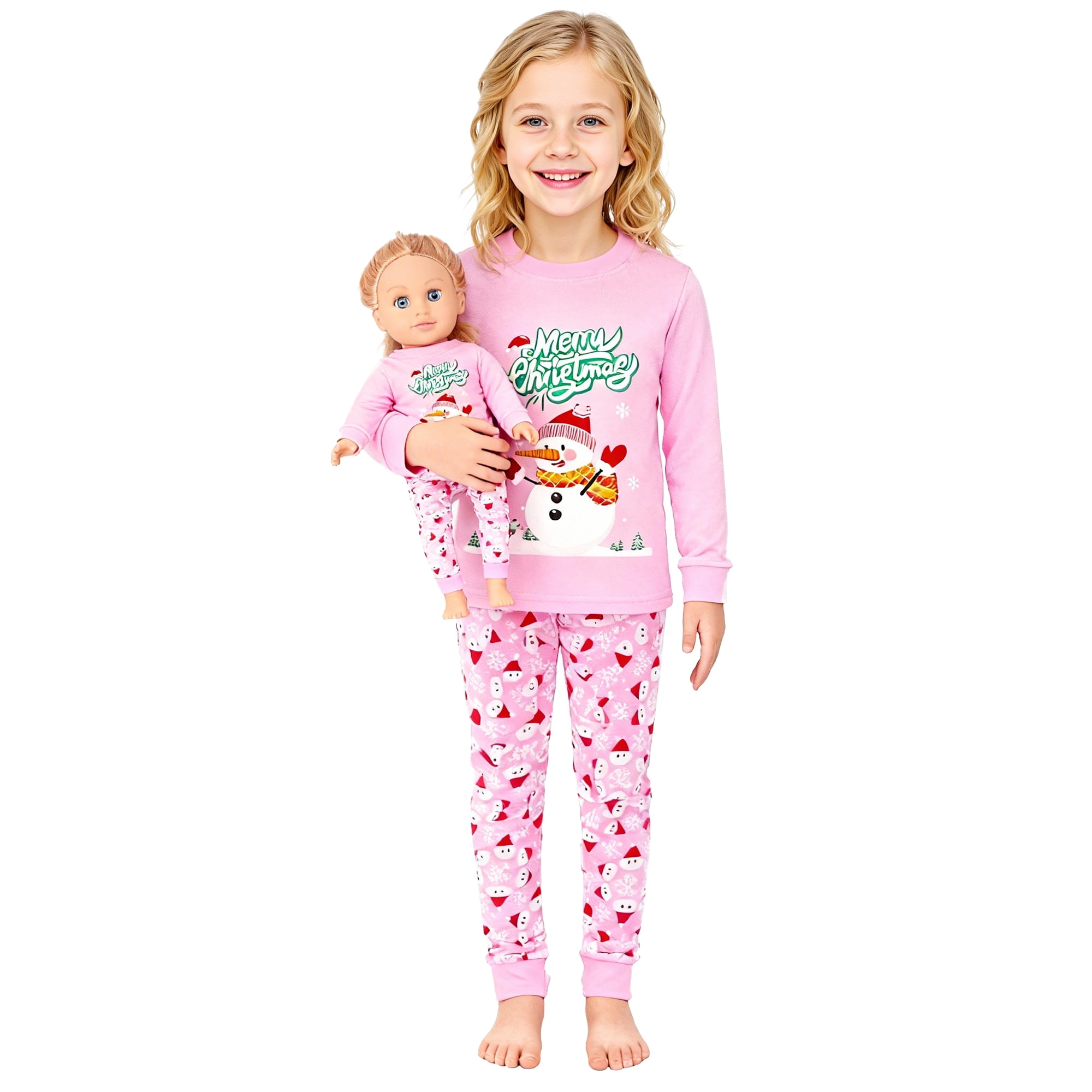 Girls Christmas Pajamas，Kids Long Sleeve Sleepwear with Santa Claus and ...